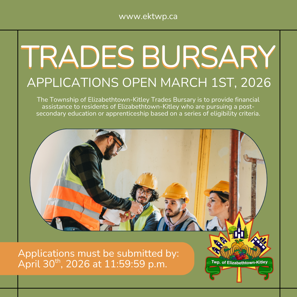 2026 Trades Bursary - Applications Open March 1st | Township of ...